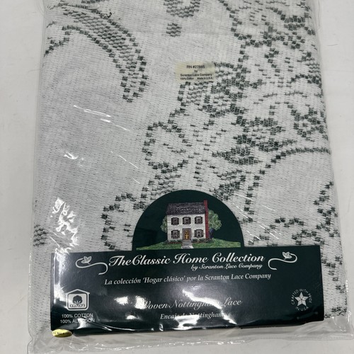 VTG Scranton Lace Classic Woven NottinghamTablecloth White 70" Round ...