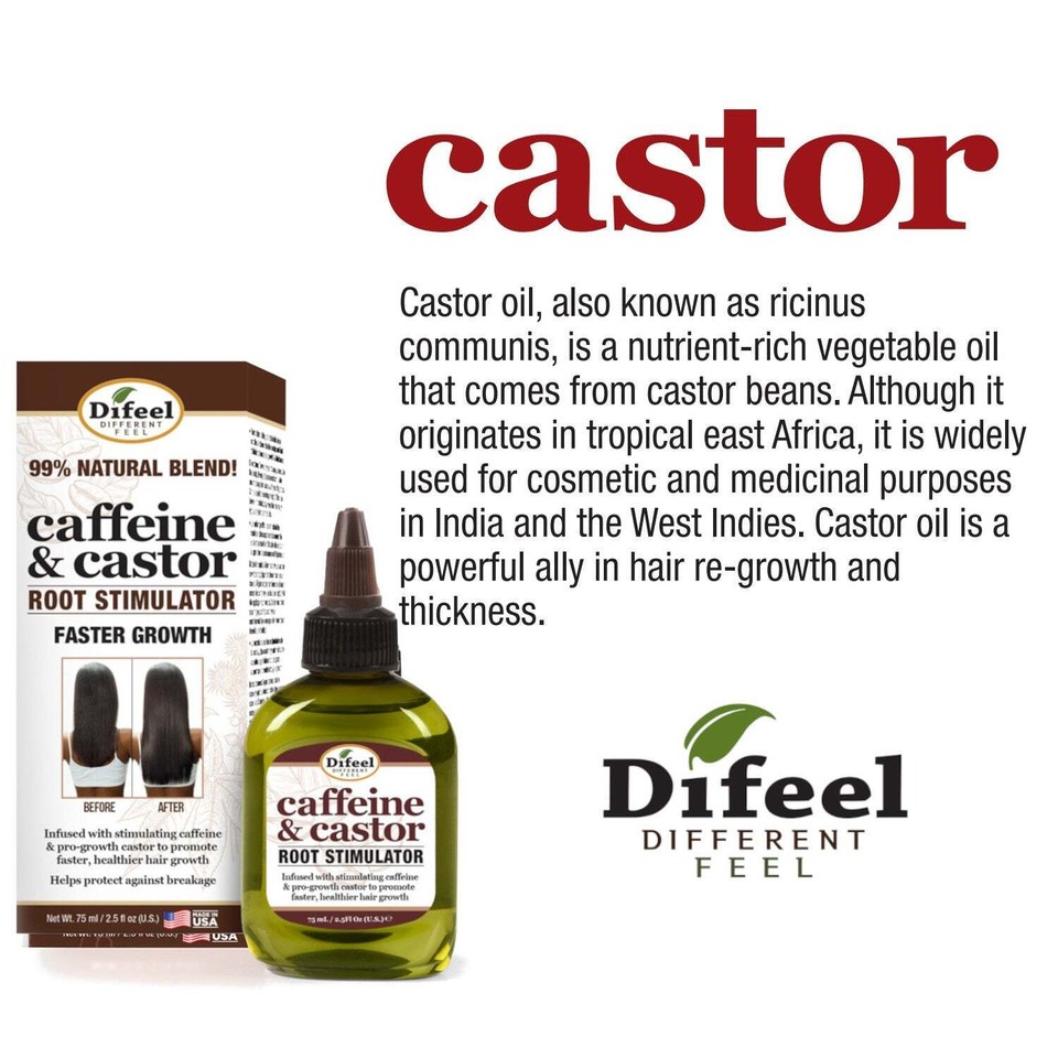 Difeel Caffeine & Castor Root Stimulator for Faster Hair Growth 2.5 oz ...
