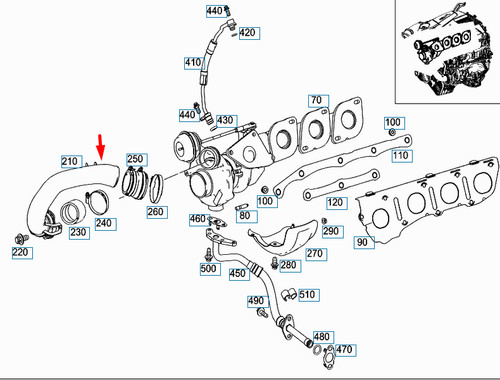 Original Mercedes M278 M157 Benzin Motoren Rechts Geladen Luft Line ...
