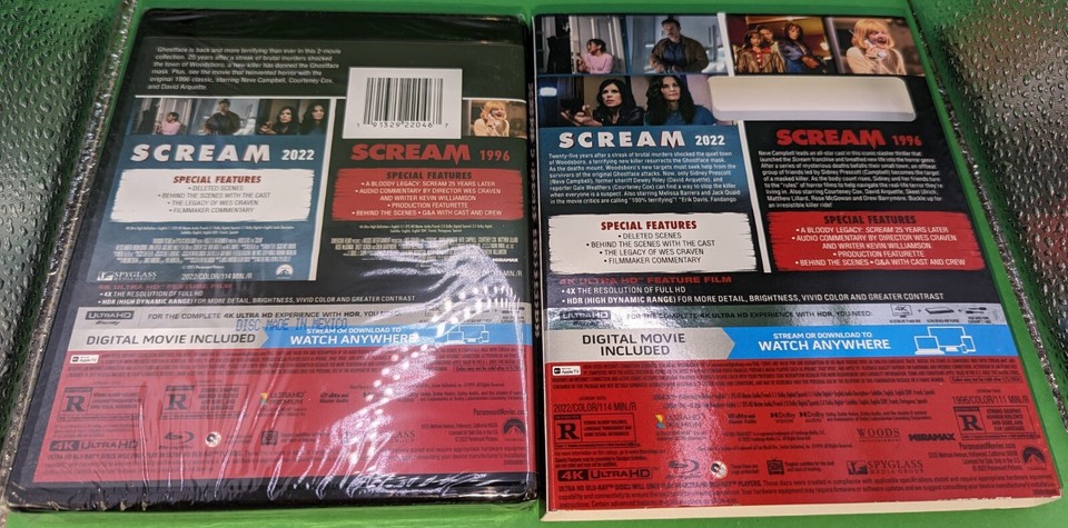 Scream (1996 +2022) 2-Movie Set 4K + Slipcover | eBay