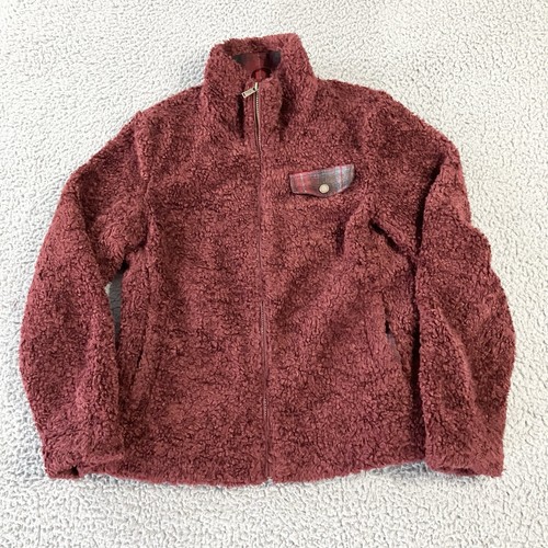 Pendleton Jacket Womens Small Red Full Zip Sherpa Fleece Outdoor Teddy ...