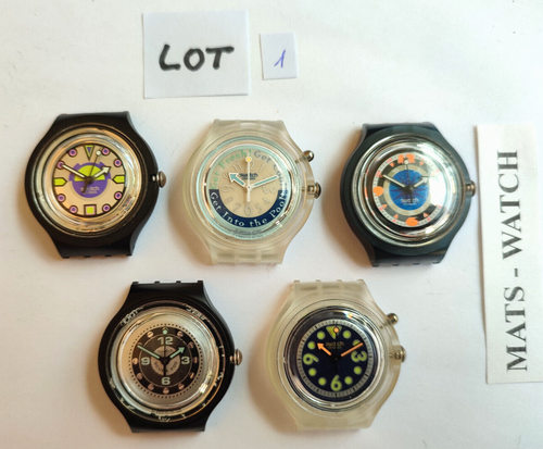 SWATCH+5x VINTAGE SWATCH SCUBA CASES+LOT 1+DUMMY´S+1990´s+NOT WORKING ...