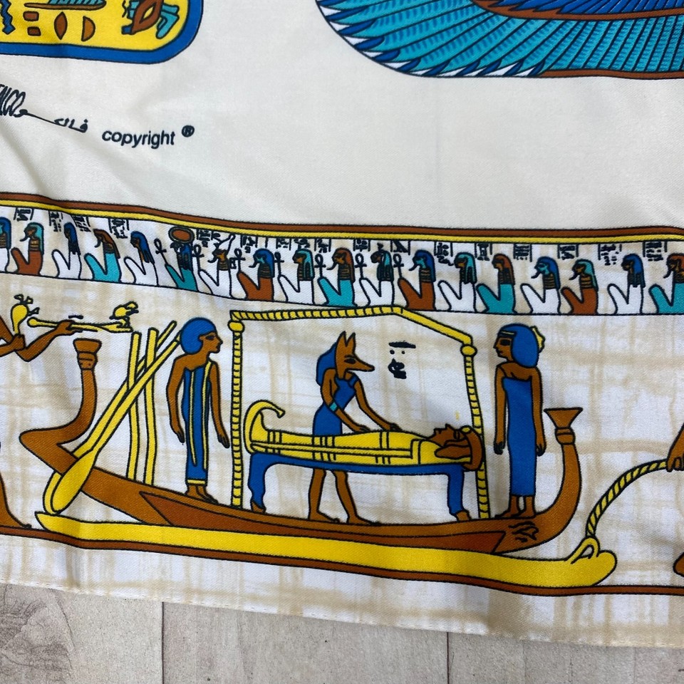 Vintage TUTANKHAMUN Silk Scarf Egypt Egyptian Pharaoh King Mummy Mask ...