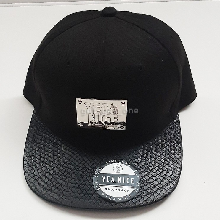 NWT Yea. Nice Metal Plate Badge Snapback Hat Snakeskin Style Flat Brim ...