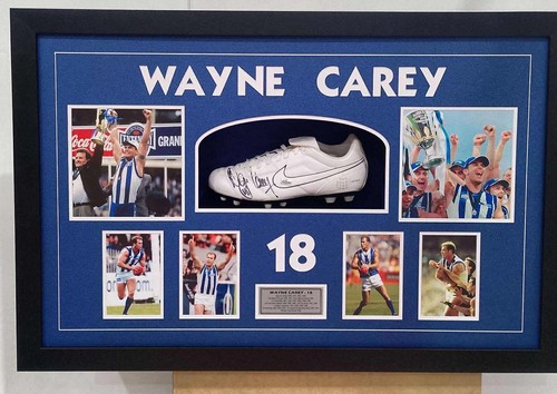Framed Superbly Personally Signed Wayne Carey Nike Football Boot with a ...