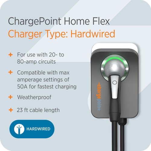 ChargePoint Flex Level 2 EV Charger, Hardwired EV Fast Charge Station ...