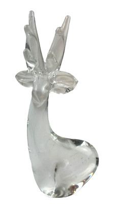 Vintage Clear Art Glass Reindeer Deer Stag Hand Blown Figurine 8.25 ...