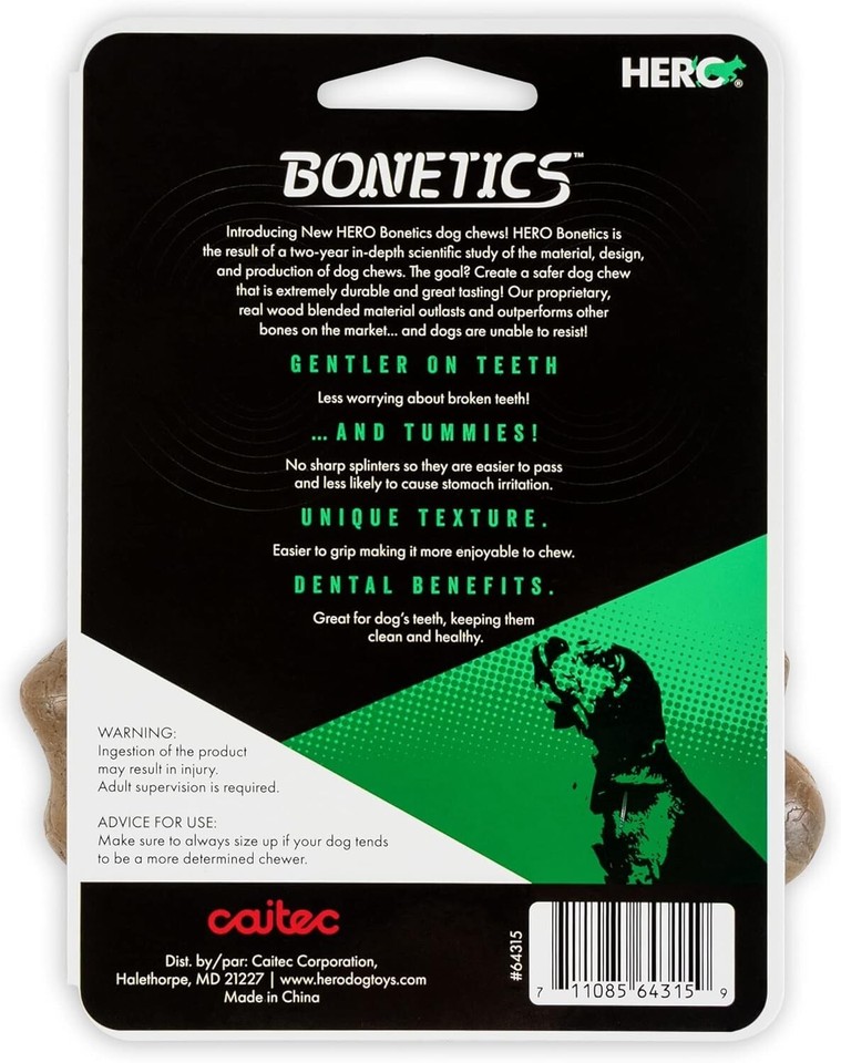 Caitec Hero Bonetics Femur Bone Dog Chew Toy Medium Wood Flavor (64315) | eBay