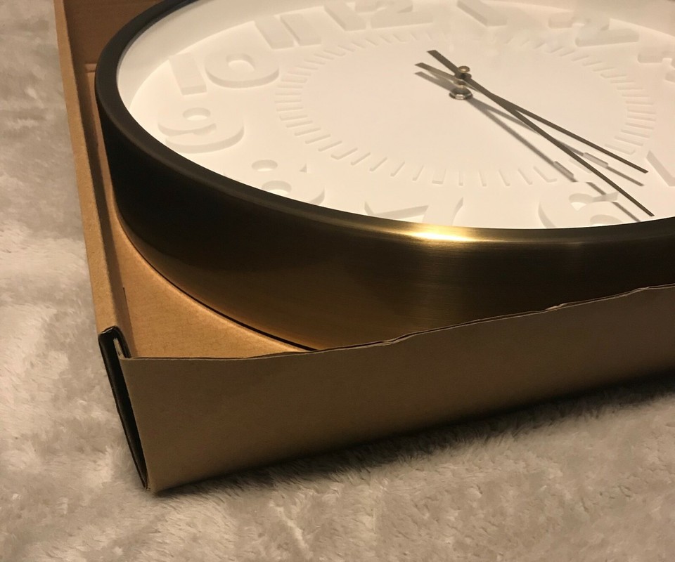 Project 62 Raised Number 16" Wall Clock White Face & Brass Frame | eBay