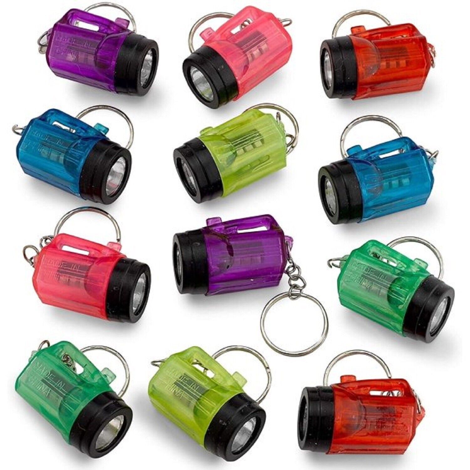 48 Mini Flashlight Keychains Assorted Neon Colors Party Favor Toys (4 ...