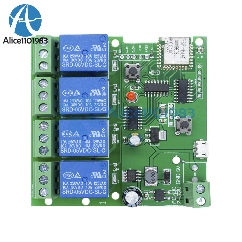 DC 7-32V 2/4 Channel Smart Switch WiFi Wireless Relay Module Remote ...