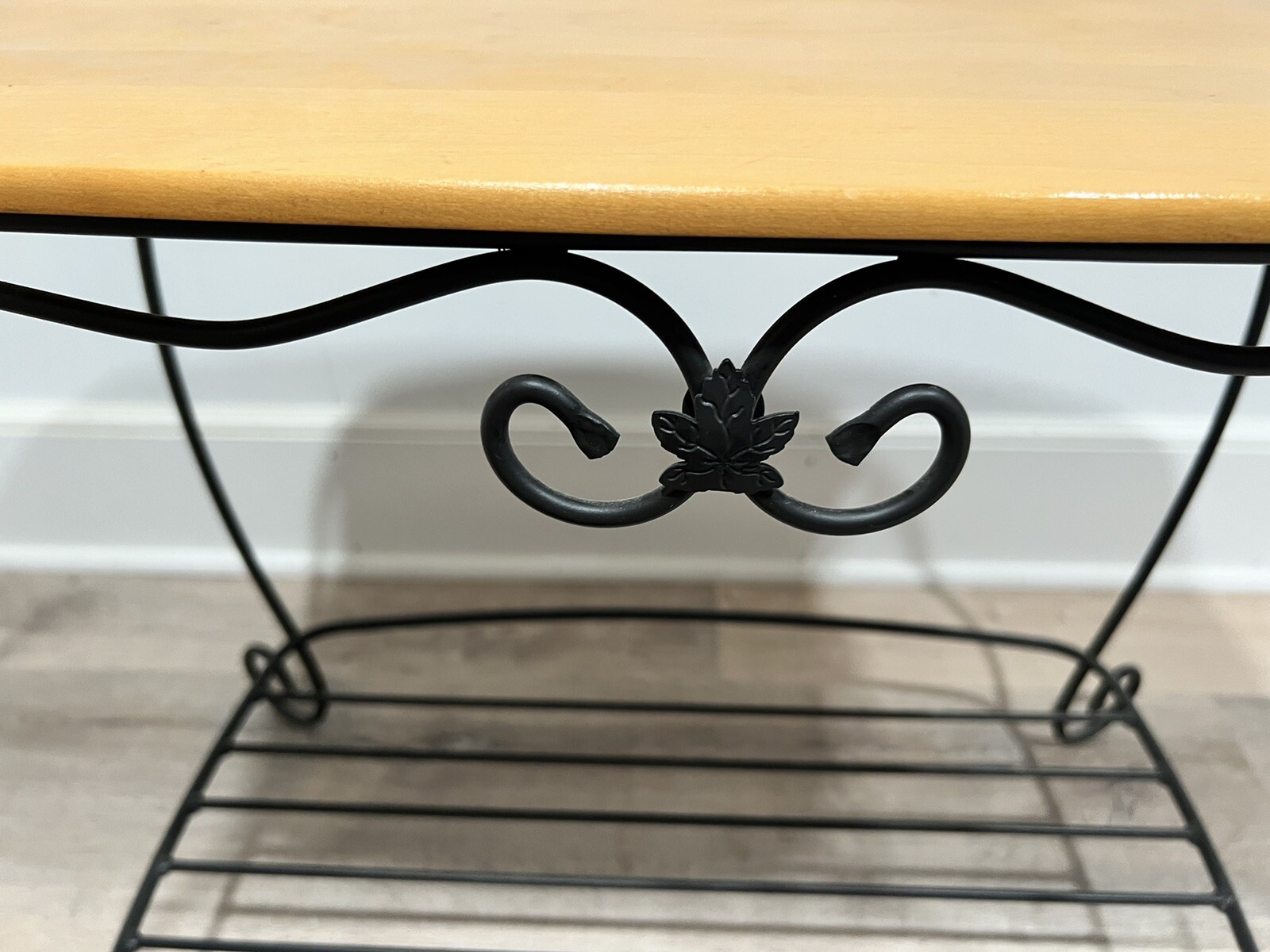 Longaberger Wrought Iron HOPE Chest Side Table/Stand with wood shelf ...