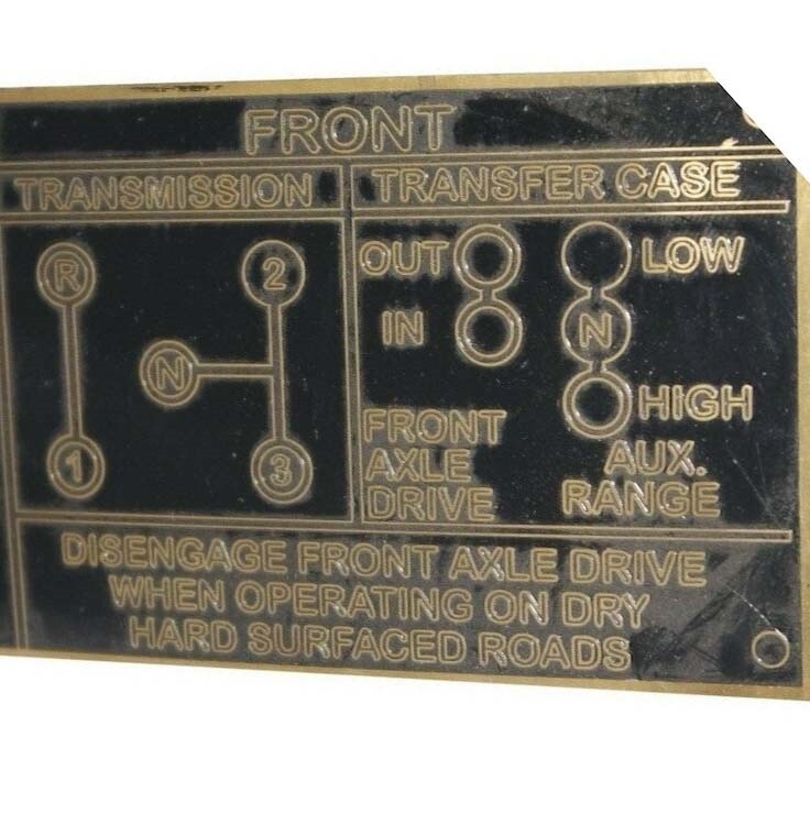 Fit For Dash Transmission Caution Brass Made Data Plate Willys Jeep ...