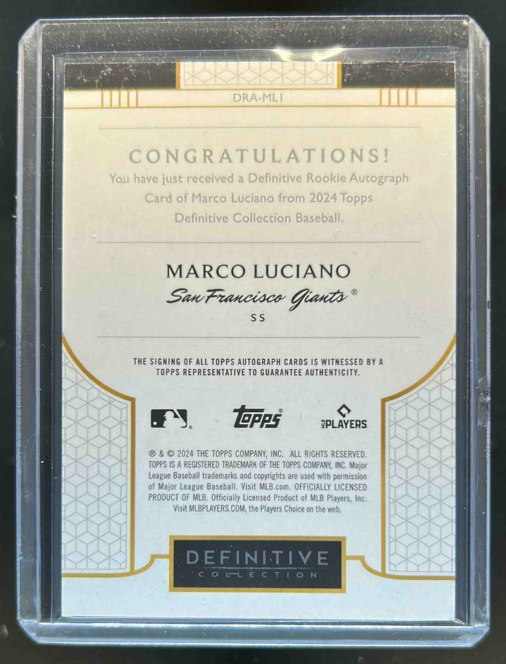 2024 Topps Definitive Collection Marco Luciano Rookie Auto Rookie #/50 ...