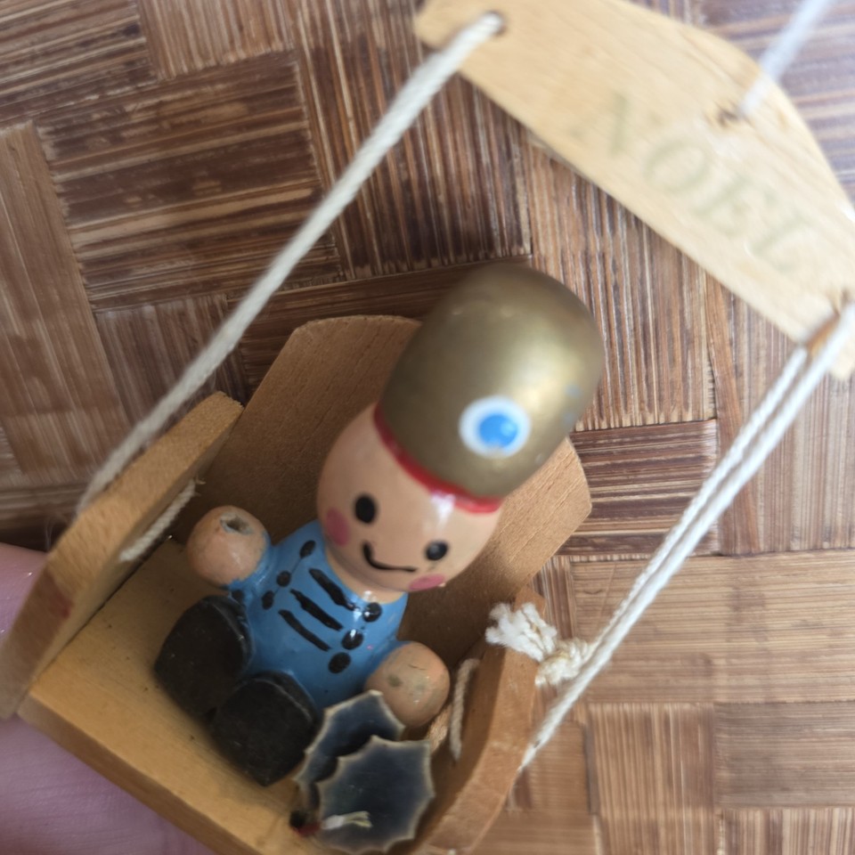 Little Wooden Drummer Boy On A Swing Christmas Ornament Wood Noel Hand ...