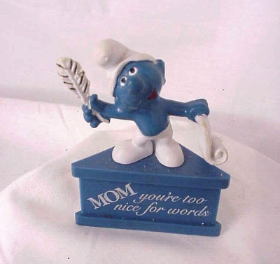 Smurf MOM you're too nice for words Writer w/ Feather Pedestal | eBay