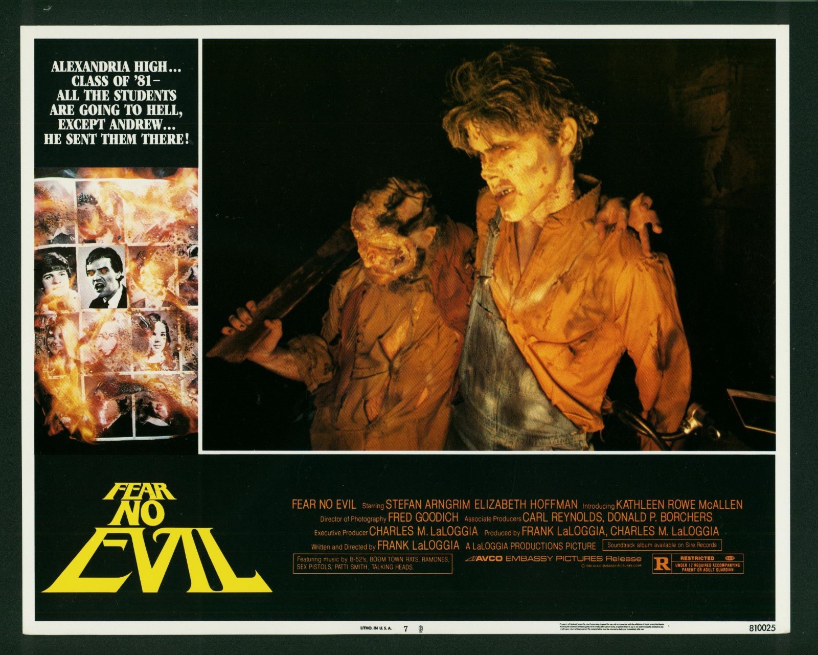 Fear No Evil original 1981 lobby card 11x14 cult horror classic | eBay