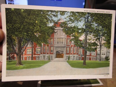 M1 Vintage Old OHIO Postcard Wooster High School Cornerstone Elementary ...