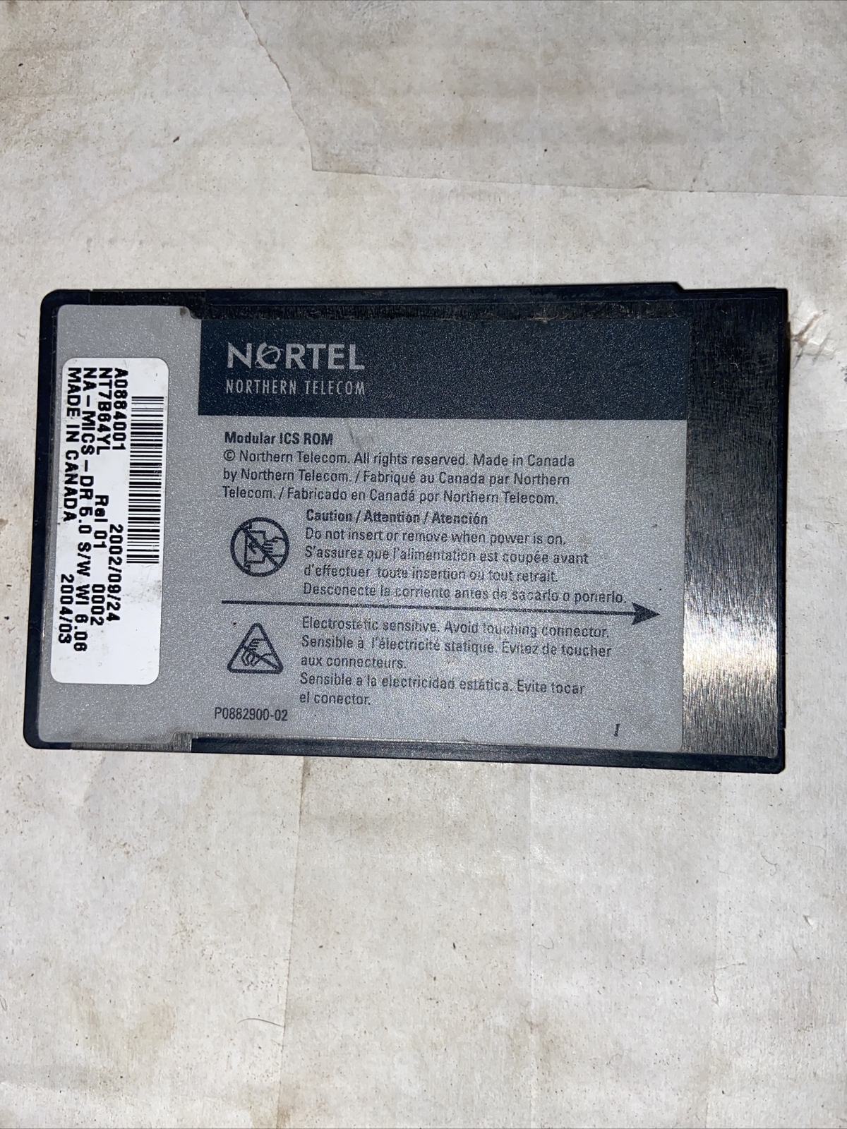 Nortel Northern Telecom NT7B64YK Modular ICS MICS 5.0 DR Software Card ...