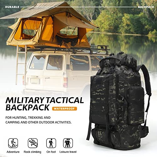 70l/100l Hiking Camping Backpack Molle Rucksack Waterproof Daypack For ...