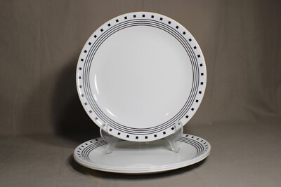 4 Black & White Corelle 10 1/4" Dinner Plates In The City Block Pattern ...