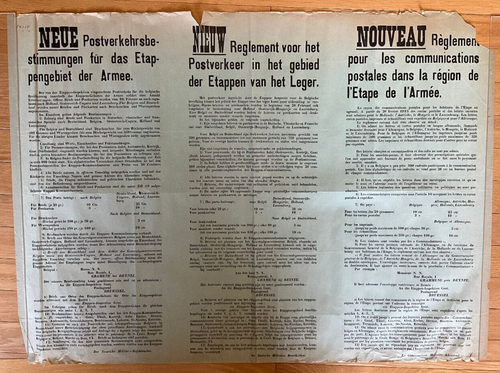 Authentic Original WWI German Occupation in Belgium Wall Sign/Bulletin ...