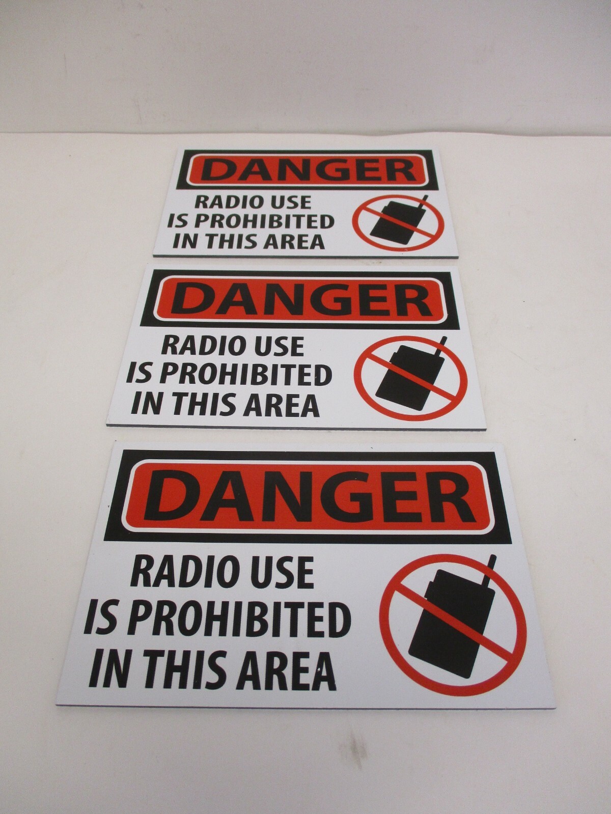 DANGER SIGN; RADIO USE IS PROHIBITED IN THIS AREA, ALUM 8-1/2" X 5-1/2 ...