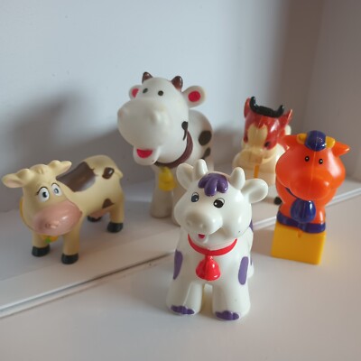 Lot of 5 Cows: Cattle Ox Farm Animal Plastic Toy Assorted Brands ...