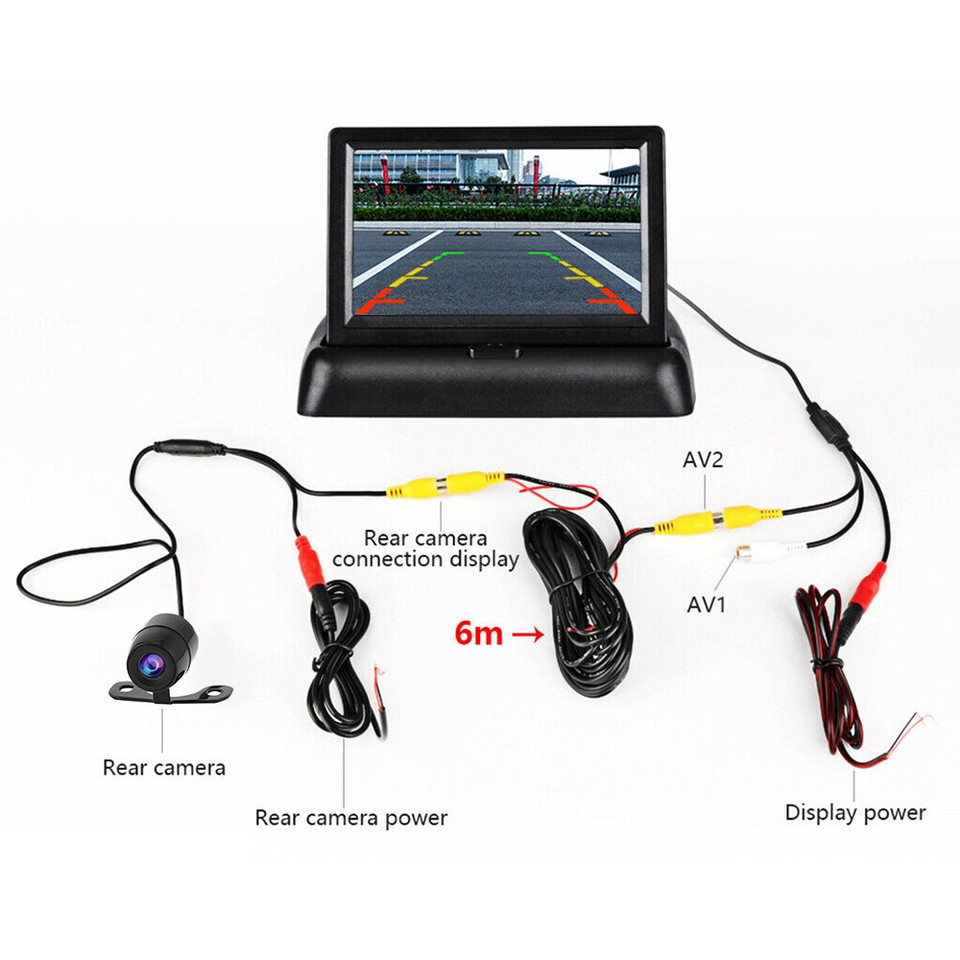 5" Foldable Car Monitor Rear View Backup Camera HD Parking System Car ...