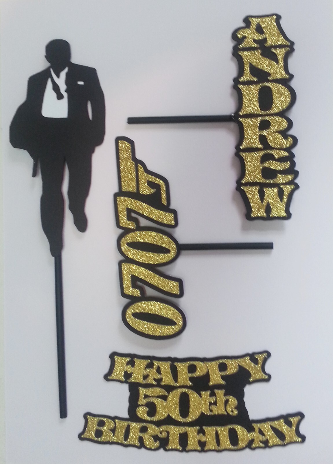 Personalised Bond 007 Birthday Celebration Cake Topper any name any age ...