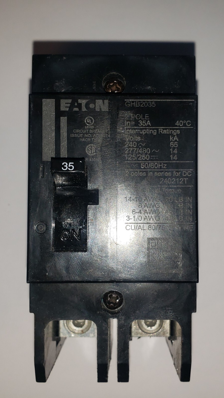 GHB EATON GHB2030 30Amp 480/277V 2 Pole Circuit Breaker-NEW | eBay