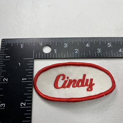 NOS Oval Red Letter CINDY Name Patch (For Mechanic & Worker Uniforms ...