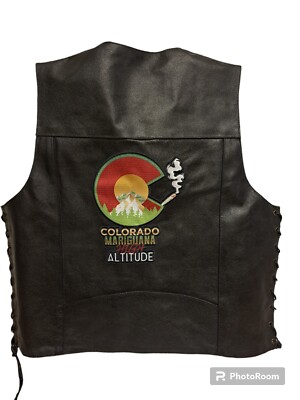Embroidered Colorado USA Leather Vest 4 Black Buttons Black Xtra Large ...