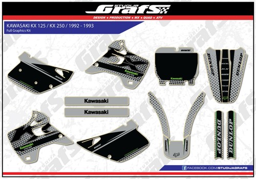 1992 1993 KX 125 250 Graphics Kit For KAWASAKI KX125 KX250 Decal ...