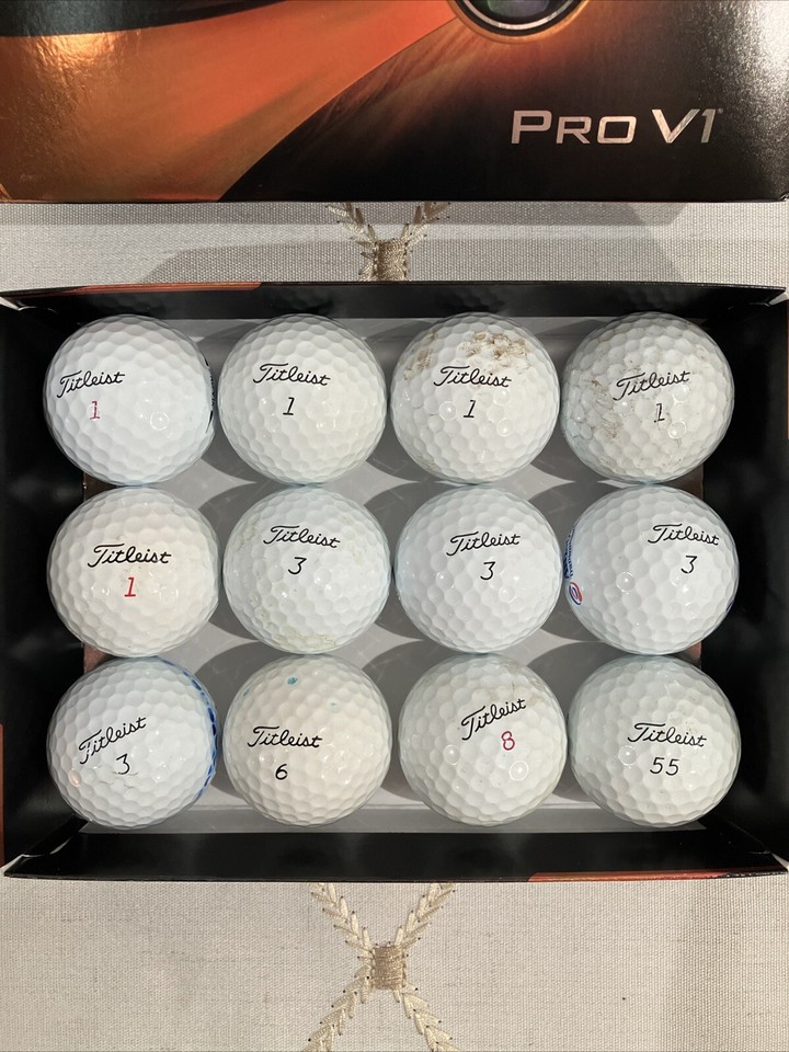 12 Used Titleist Pro V1 V1x and V1 392 Golf Balls With Pro V1 Box | eBay