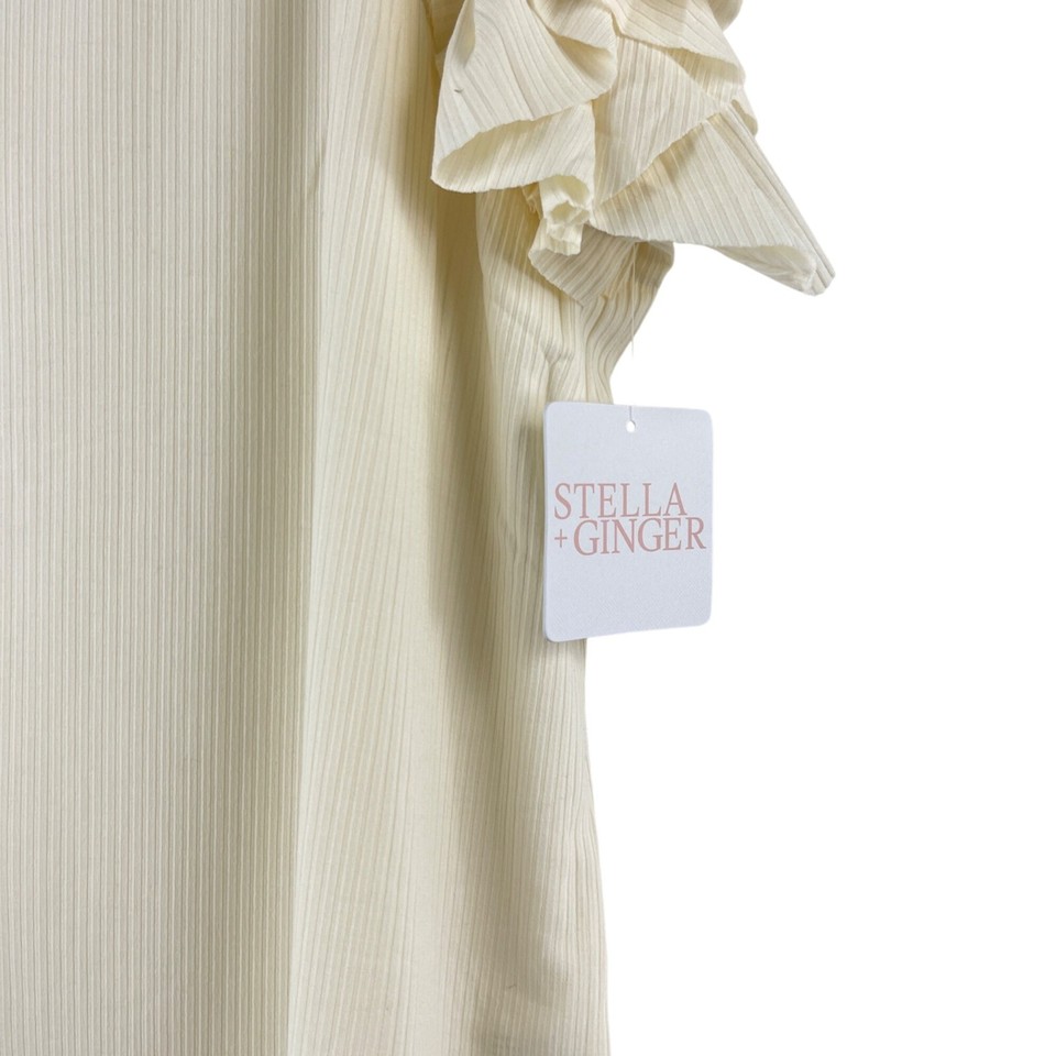 Stella + Ginger Ruffle Sleeve Ivory Ribbed Womens Top Size 2X | eBay