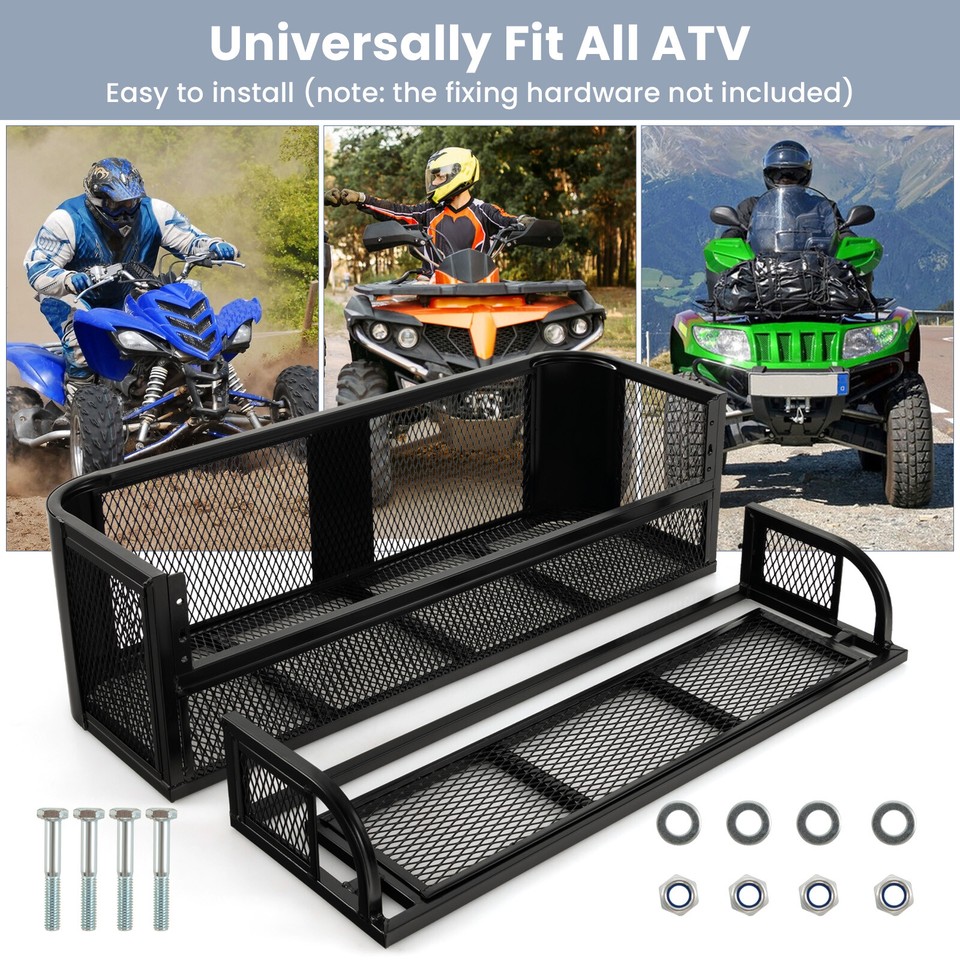 ATV UTV Universal Rear Drop Basket Rack Steel Cargo Hunting | eBay