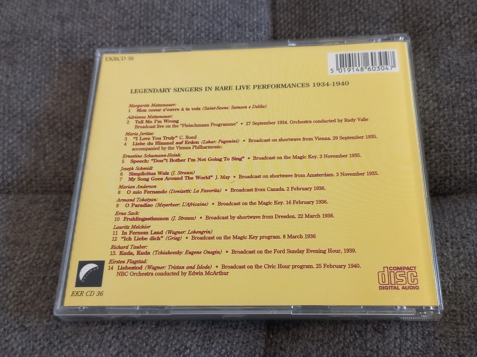 Legendary Singers In Rare Live Performances 1934- 1940 CD in VGC | eBay ...