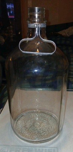 Vintage Clear Glass Jug Water Bottle 3 GALLON Carboy Coin Bank (14" x 8 ...