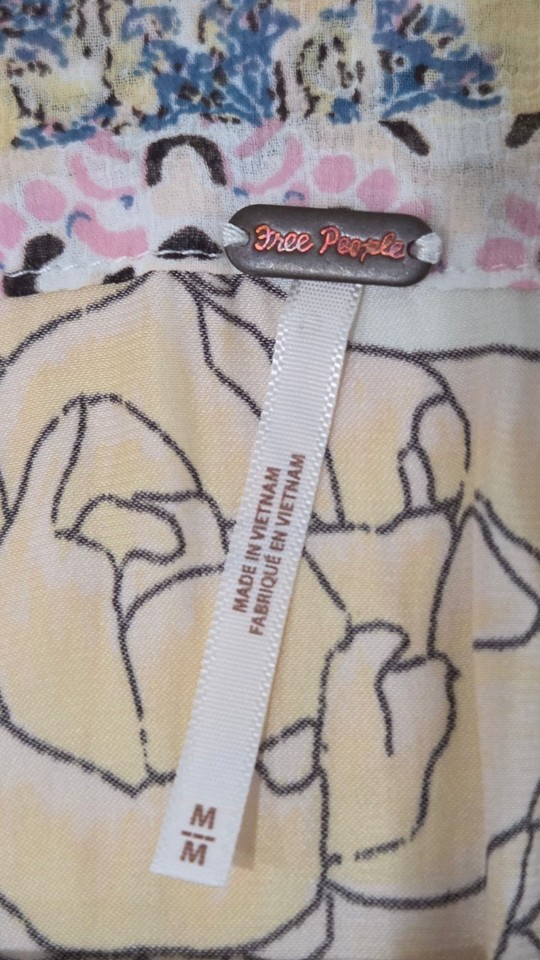 Free People Medium Blue Nile Top Floral Print Boho Batwing Sleeve ...