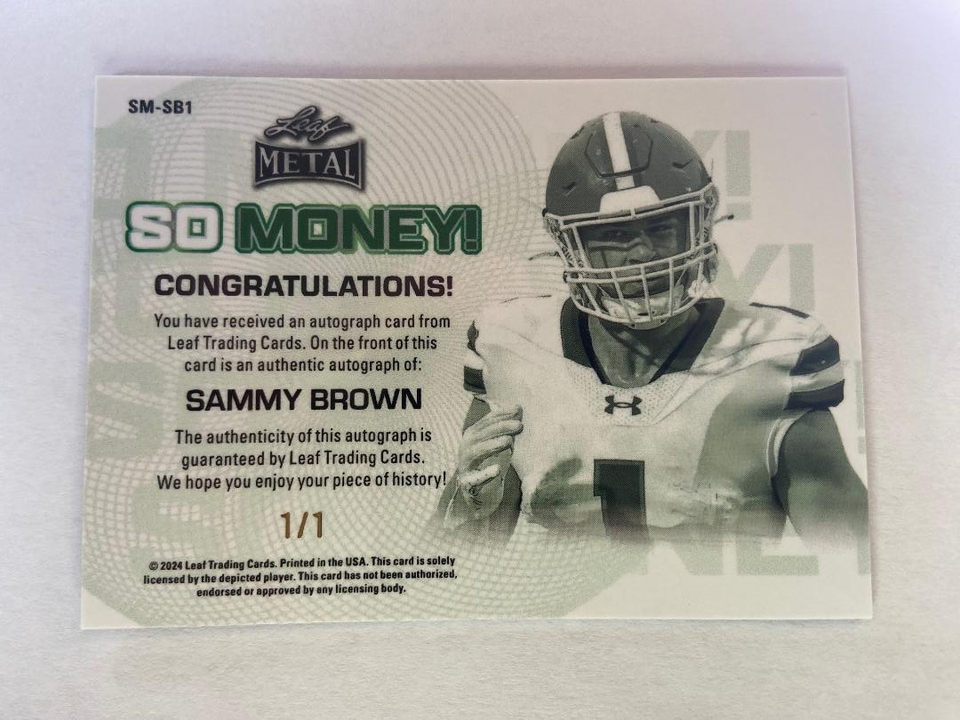 Sammy Brown 2024 Leaf Metal So Money Auto Rookie Red Shimmer Card ...