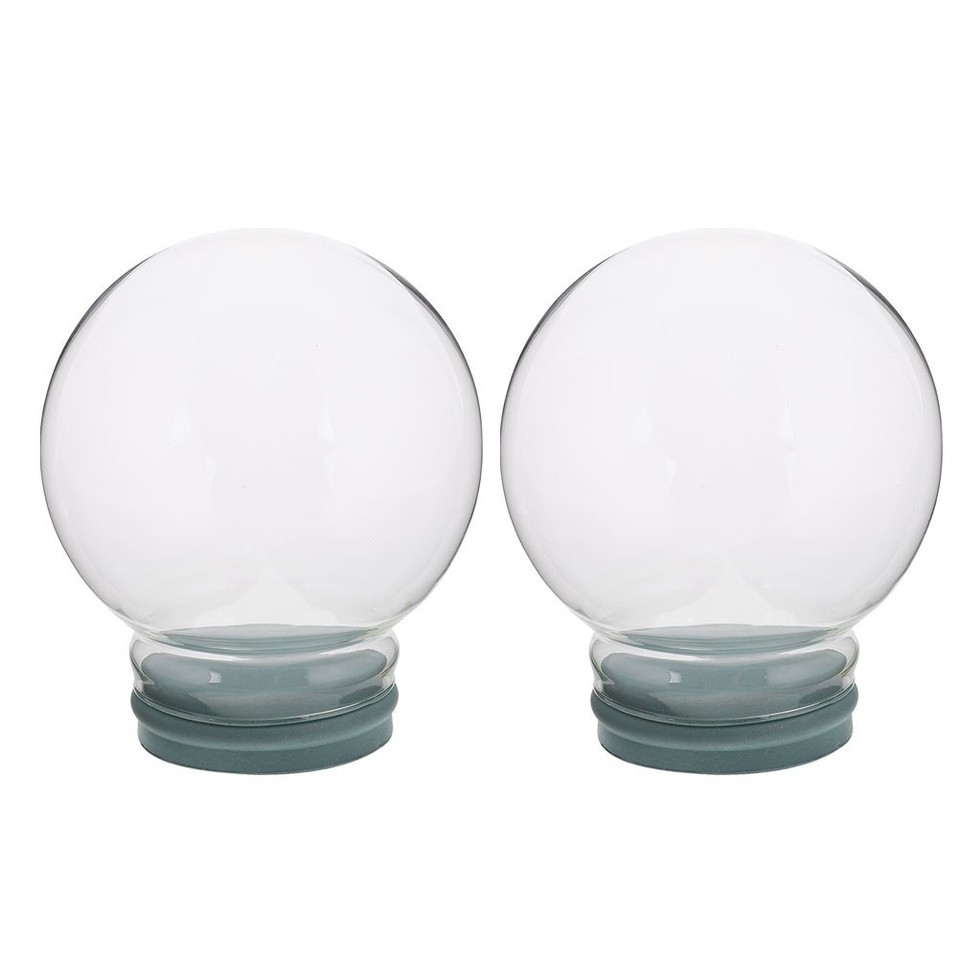 2 Pcs Clear Glass Snow Globe Jar Set With Dome Lids For Holiday Decor | eBay Australia
