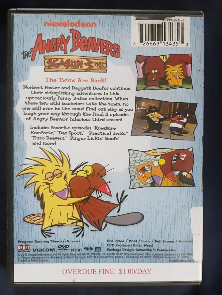 THE ANGRY BEAVERS SEASON 3 PART TWO DVD NICKELODEON CULT CLASSIC ...