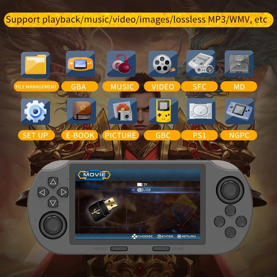 Handheld Game Console USB Rechargeable Retro Handheld Video Game ...