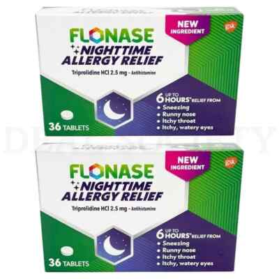 Flonase Night Time Triprolidine Allergy Relief Tablets 36ct Lot of 2 | eBay