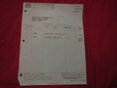 1966 SHELBY INVOICE TO ROEBUCK AND COMPANY PHOENIX ARIZONA | eBay