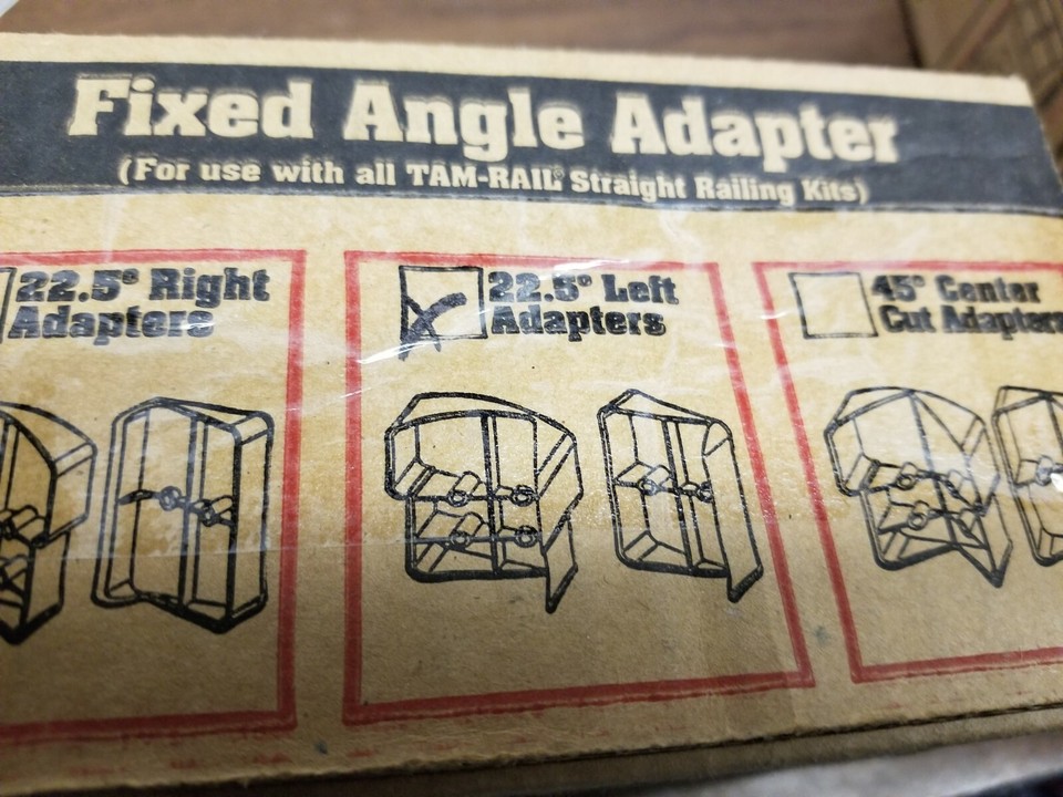 Tamko TAM-RAIL WHITE - 22.5 Left Angle Adapter Kit - NIB | eBay