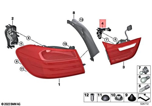 Genuine BMW F32 F33 Bulb Holder Rear Light In Trunk Lid Right OEM ...