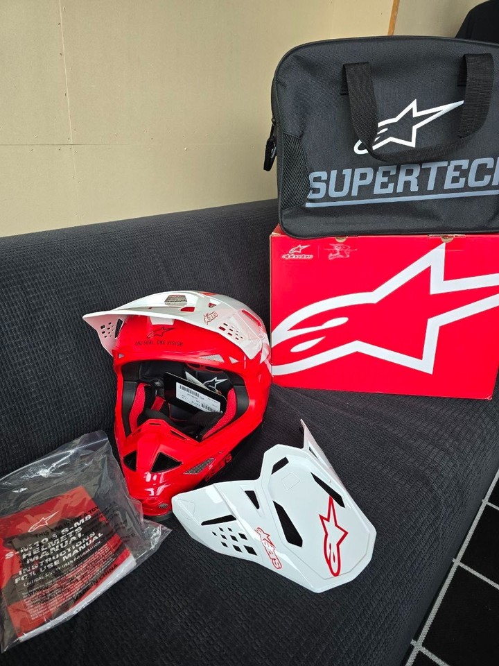 Alpinestars SUPERTech M10 DYNO RED WHITE HELMET | eBay