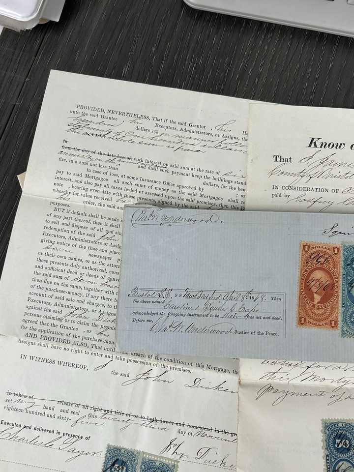 Internal Revenue Documents With Stamps United States 1860s - LOT OF 3 ...